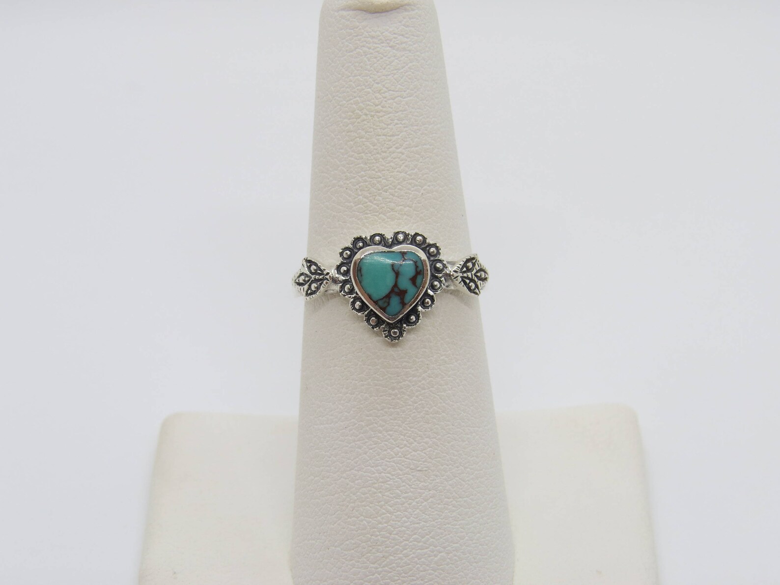Vintage Sterling Silver Turquoise Heart Ring Size 8 | Etsy