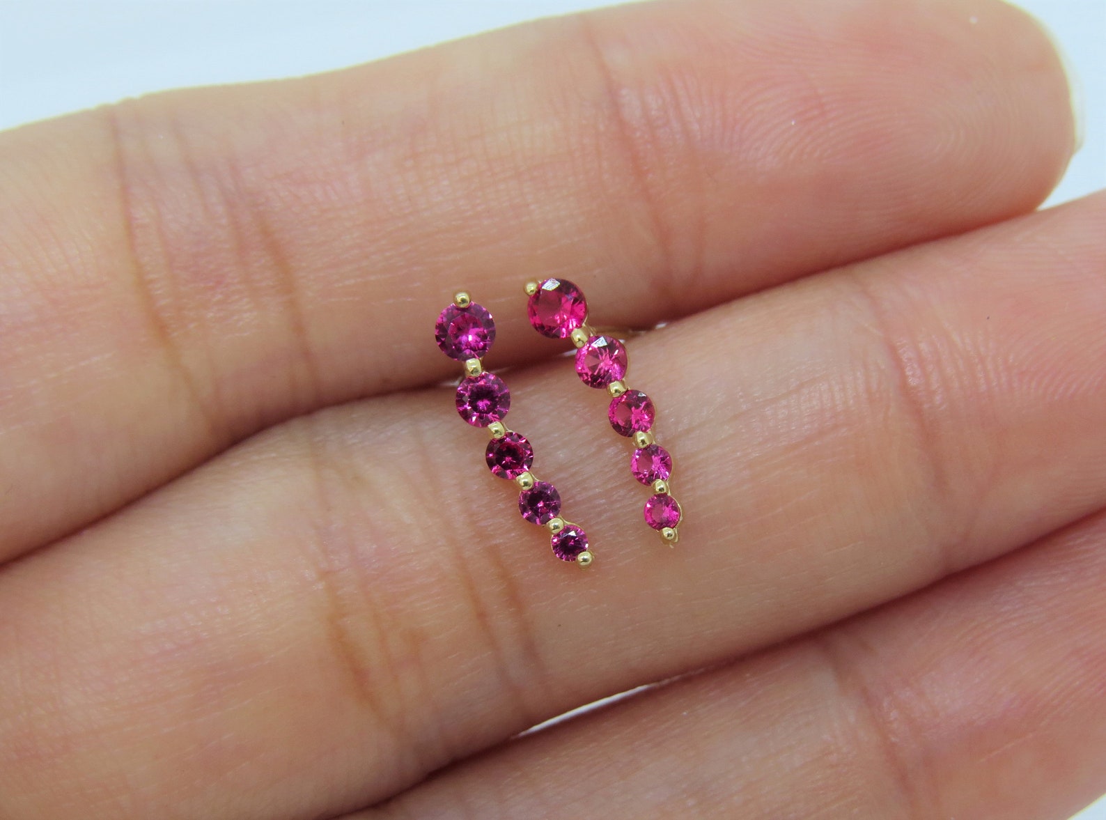 Vintage 14K Solid Yellow Gold Ruby Earrings - Etsy