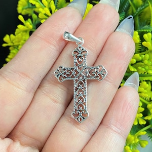 Vintage Sterling Silver Filigree Cross Pendant. - Etsy
