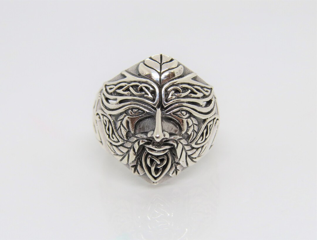 Vintage Sterling Silver Green Man Men's Ring Size 10 - Etsy
