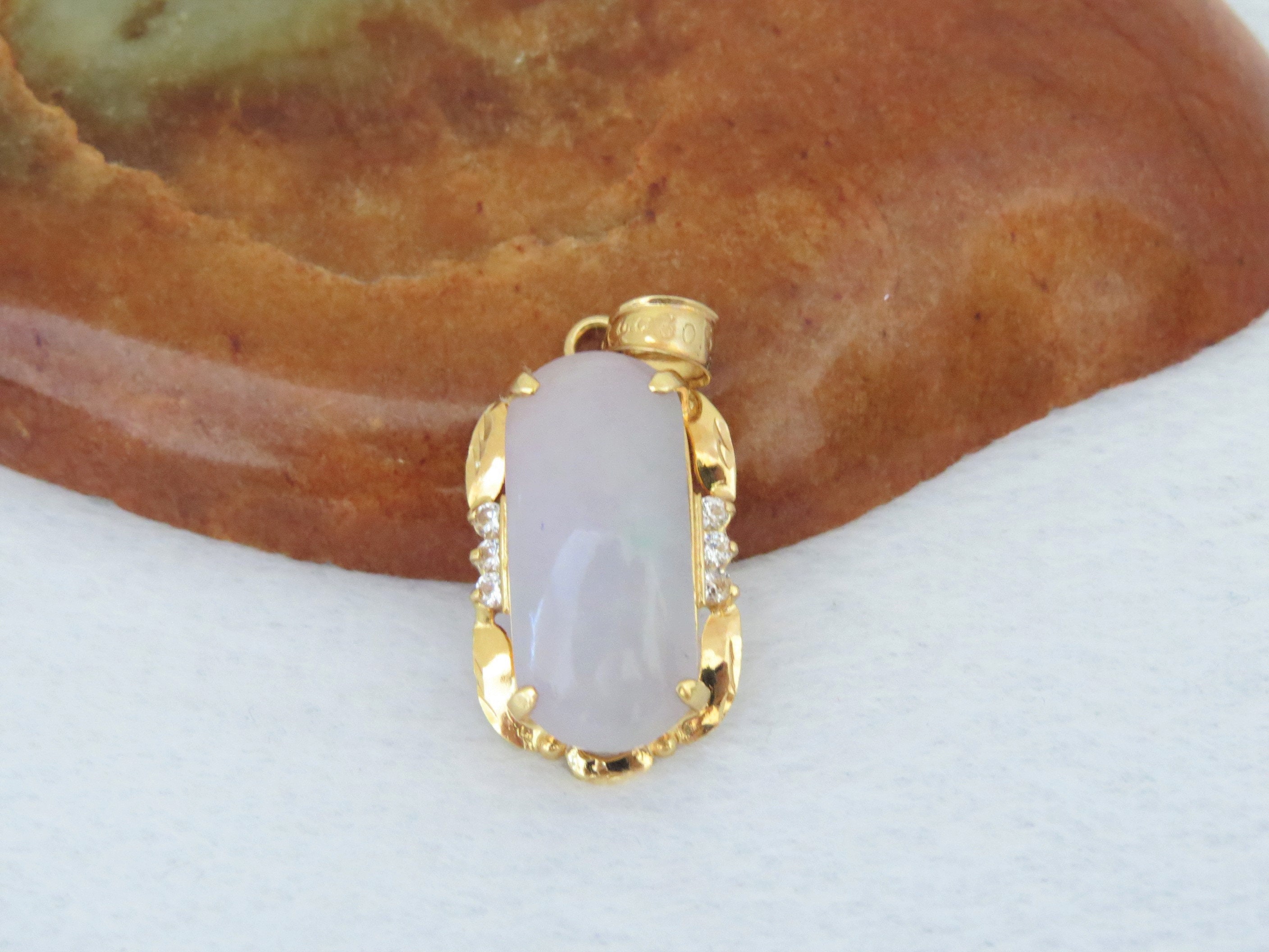 Vintage 18K Solid Gold Translucent Lavender Jadeite Jade & | Etsy