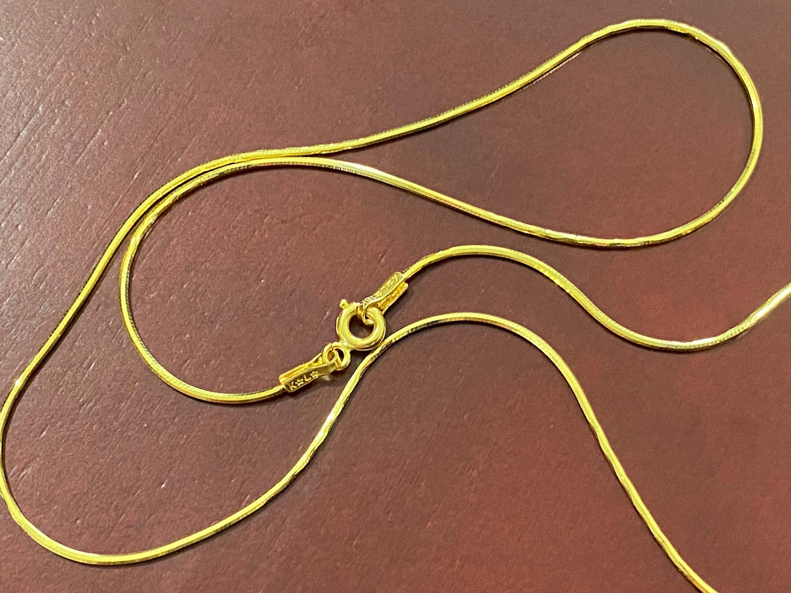 Vintage 18K Solid Yellow Gold Snake Link Chain Necklace - Etsy