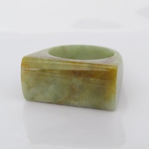 Vintage Translucent Natural Green Yellow Brown Jadeite Jade Saddle Band ...