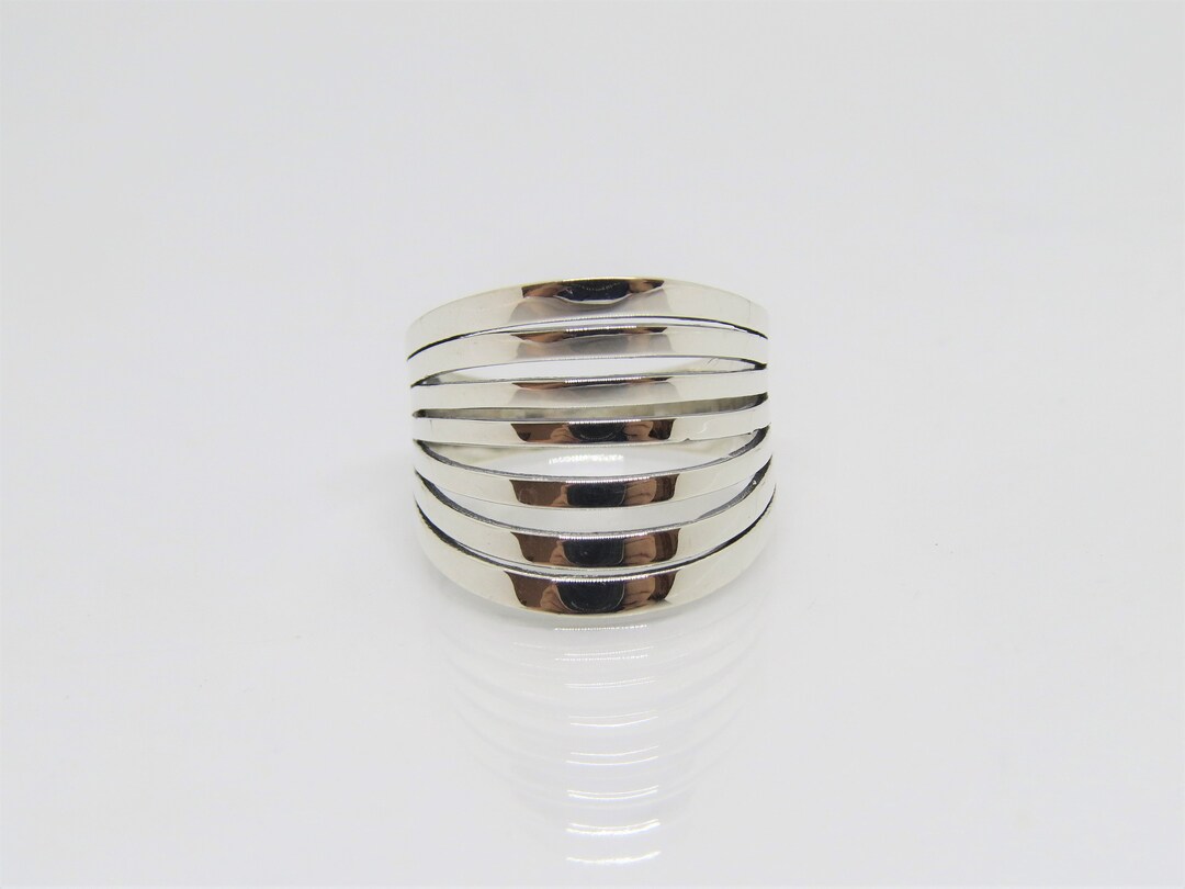 Vintage Sterling Silver Multi Rows Dome Ring Size 10 - Etsy