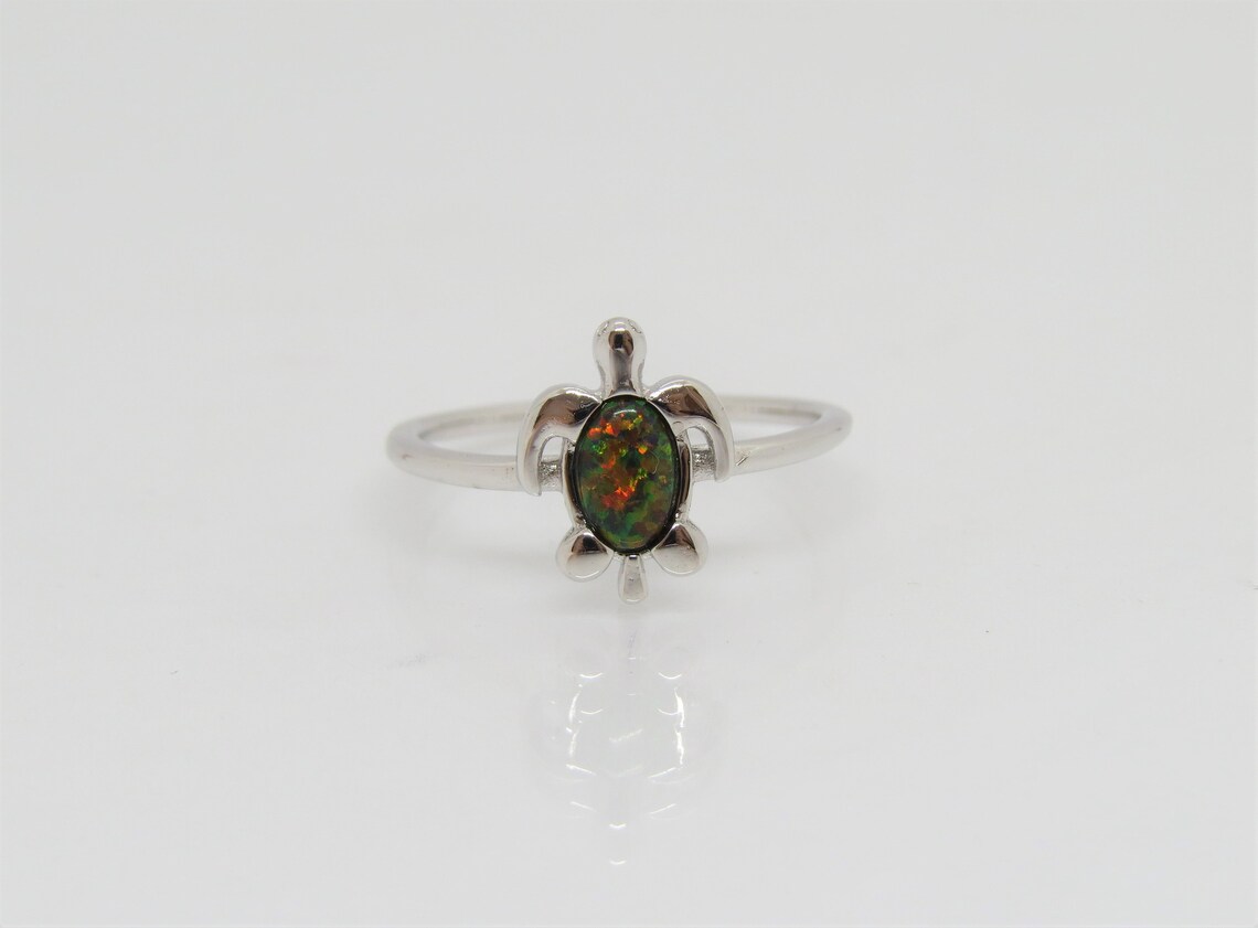 Vintage Sterling Silver Black Opal Turtle Ring Size 7 - Etsy