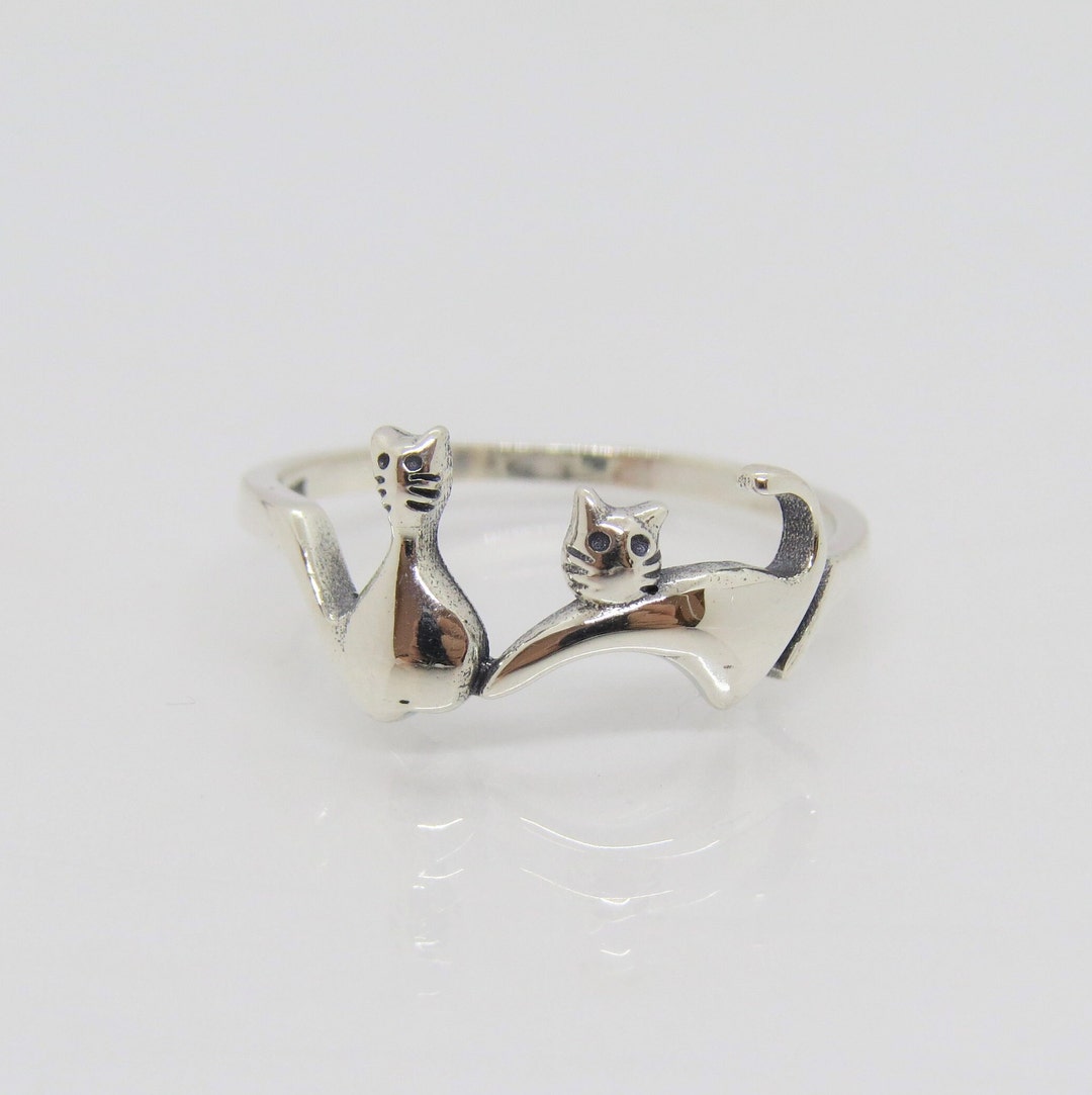 Sterling Silver Cats Ring Size 7 - Etsy