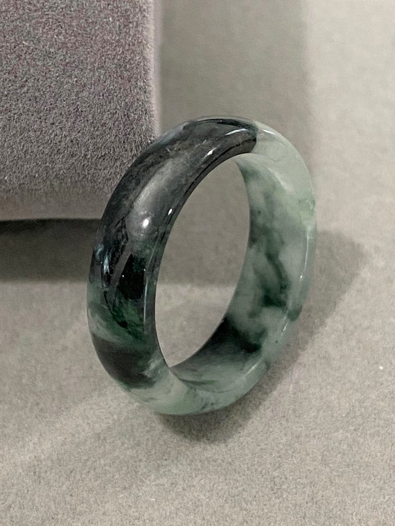 Translucent Dark Green White Jadeite Jade Vintage Unisex Band - Etsy