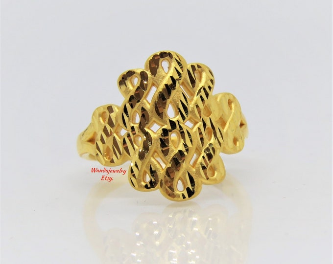 24K 9999 Pure Gold Celtic, Geometric Vintage Ring Size 6.5 - Etsy