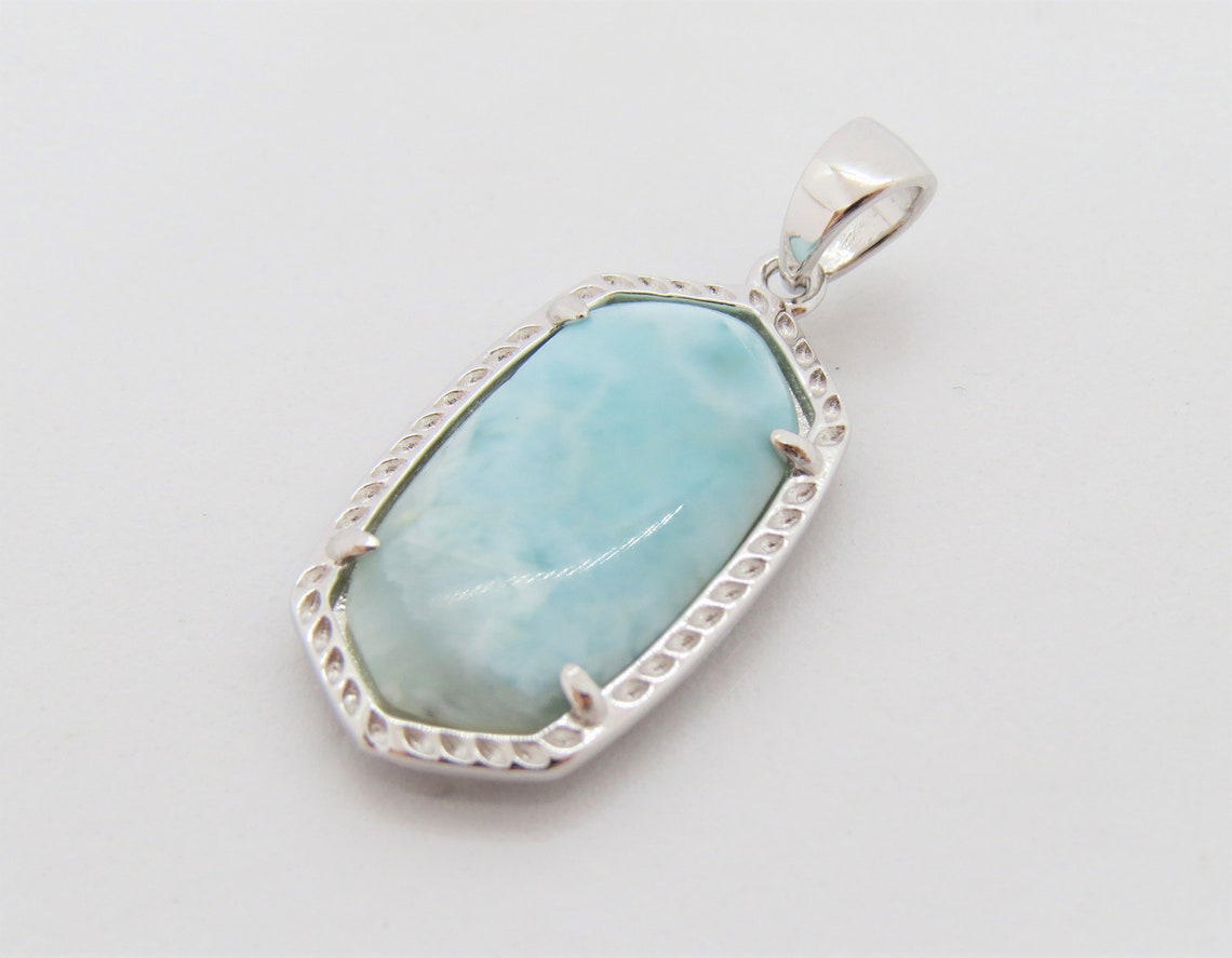 Vintage Sterling Silver Natural Larimar Coffing Pendant - Etsy