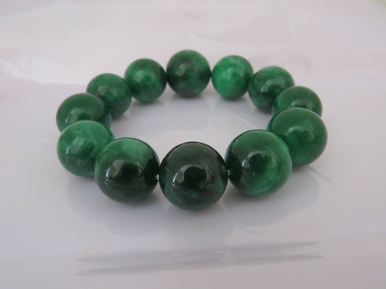 Vintage Translucent Emerald Green Jadeite Jade Bead Bracelet | Etsy