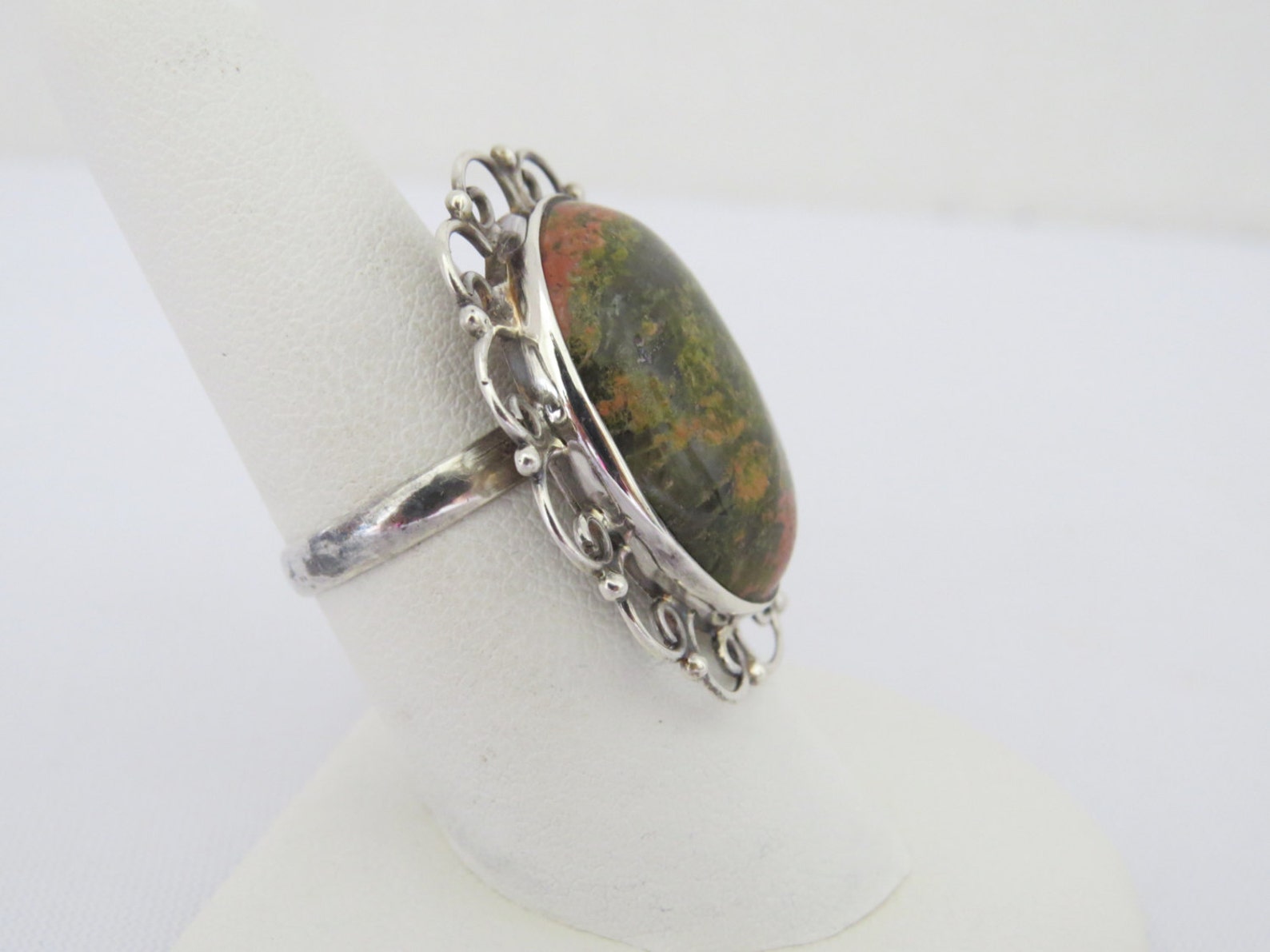 Vintage Artisan Sterling Silver Cabochon Adjustable Ring Size 8 - Etsy