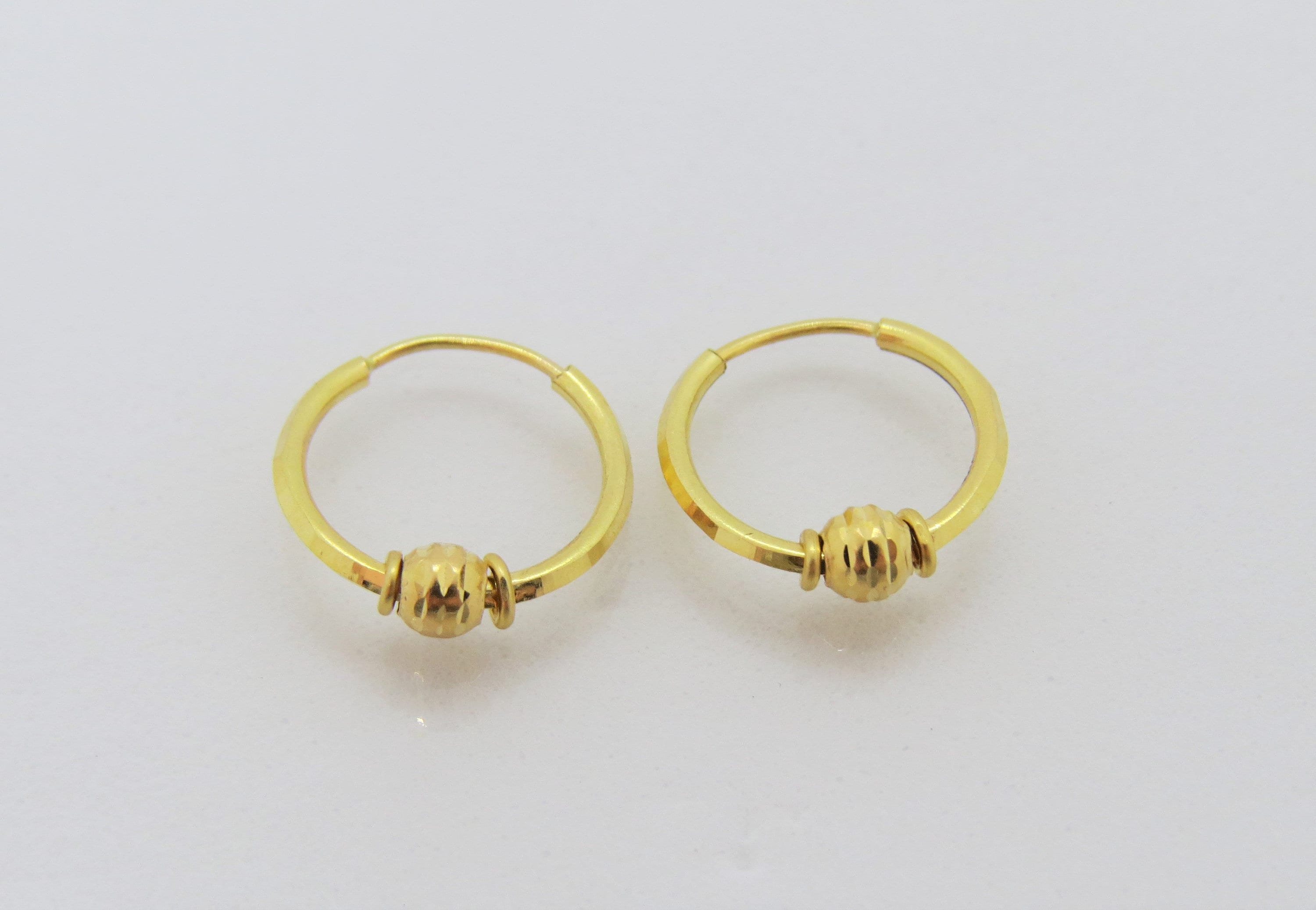 Vintage Bali 18K Solid Yellow Gold Small Baby Girls Hoops - Etsy