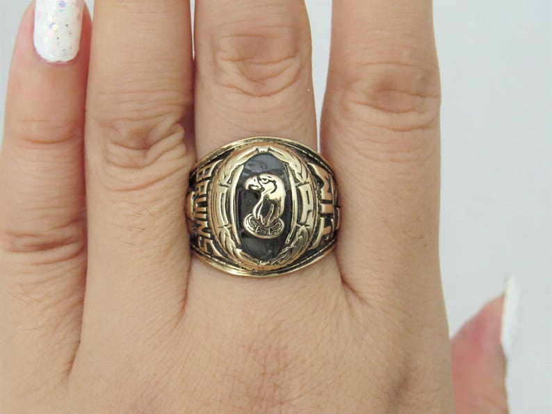 Vintage 10K Solid Yellow Gold Dark Black Onyx 1965 Class Ring - Etsy