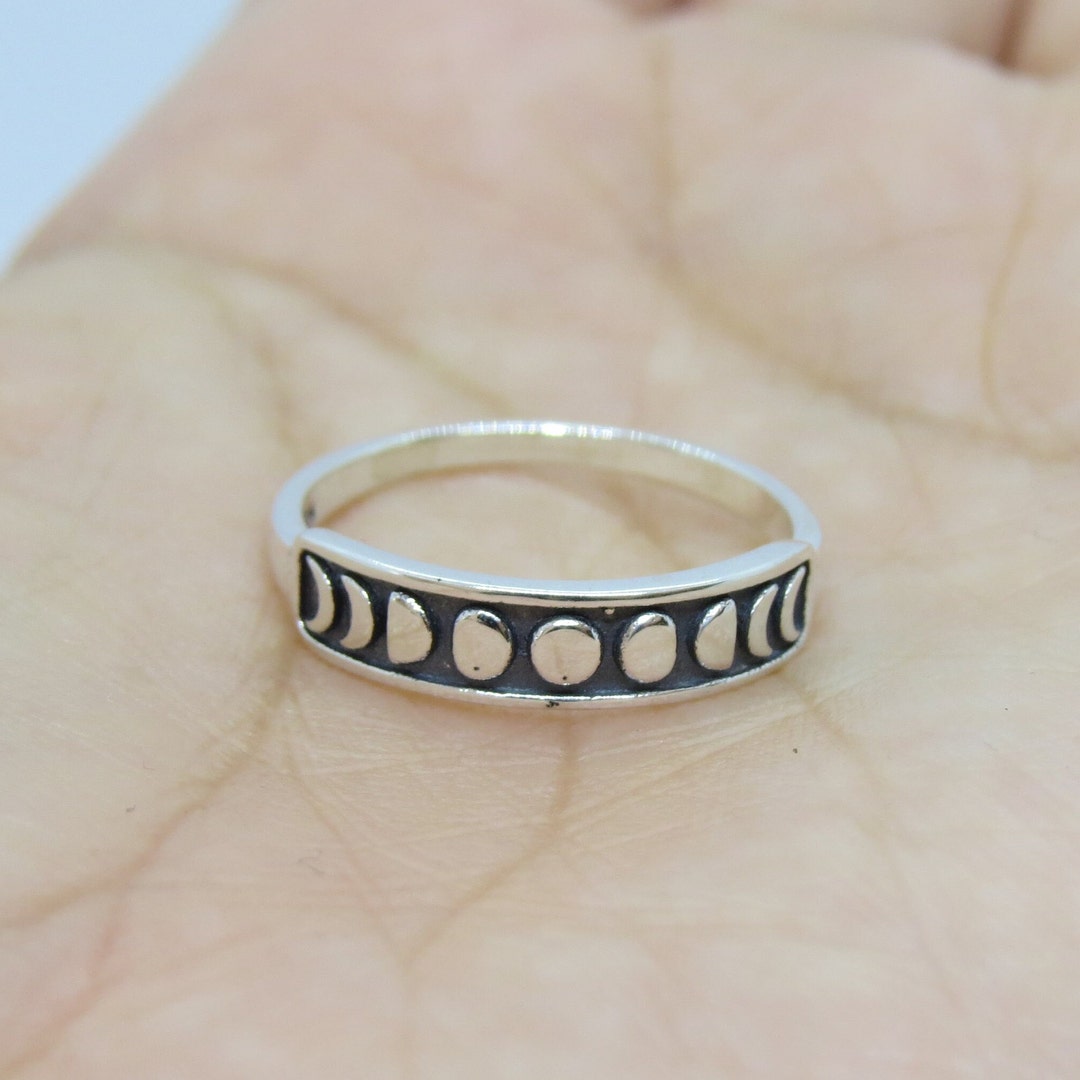 Vintage Sterling Silver Moon Phases Band Ring Size 5 - Etsy