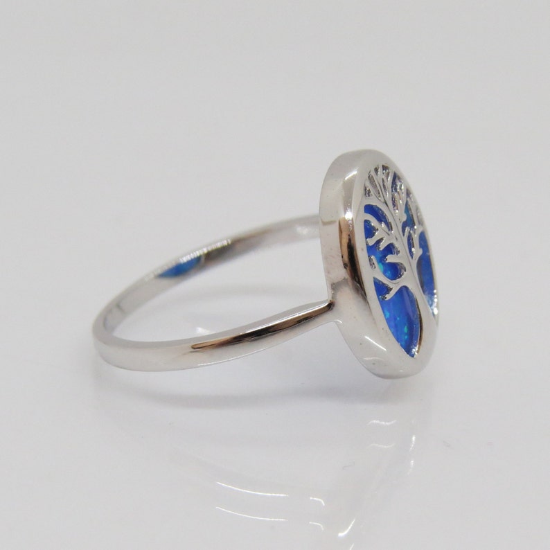 Vintage Sterling Silver Blue Opal Tree of Life Oval Dome Ring Size 7 - Etsy