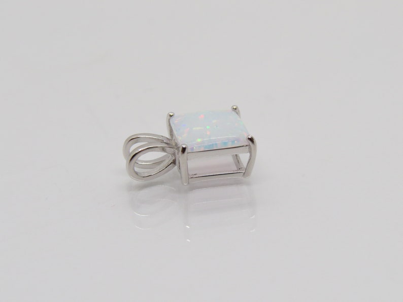 Vintage Sterling Silver Square Cut White Opal Charm Pendant - Etsy