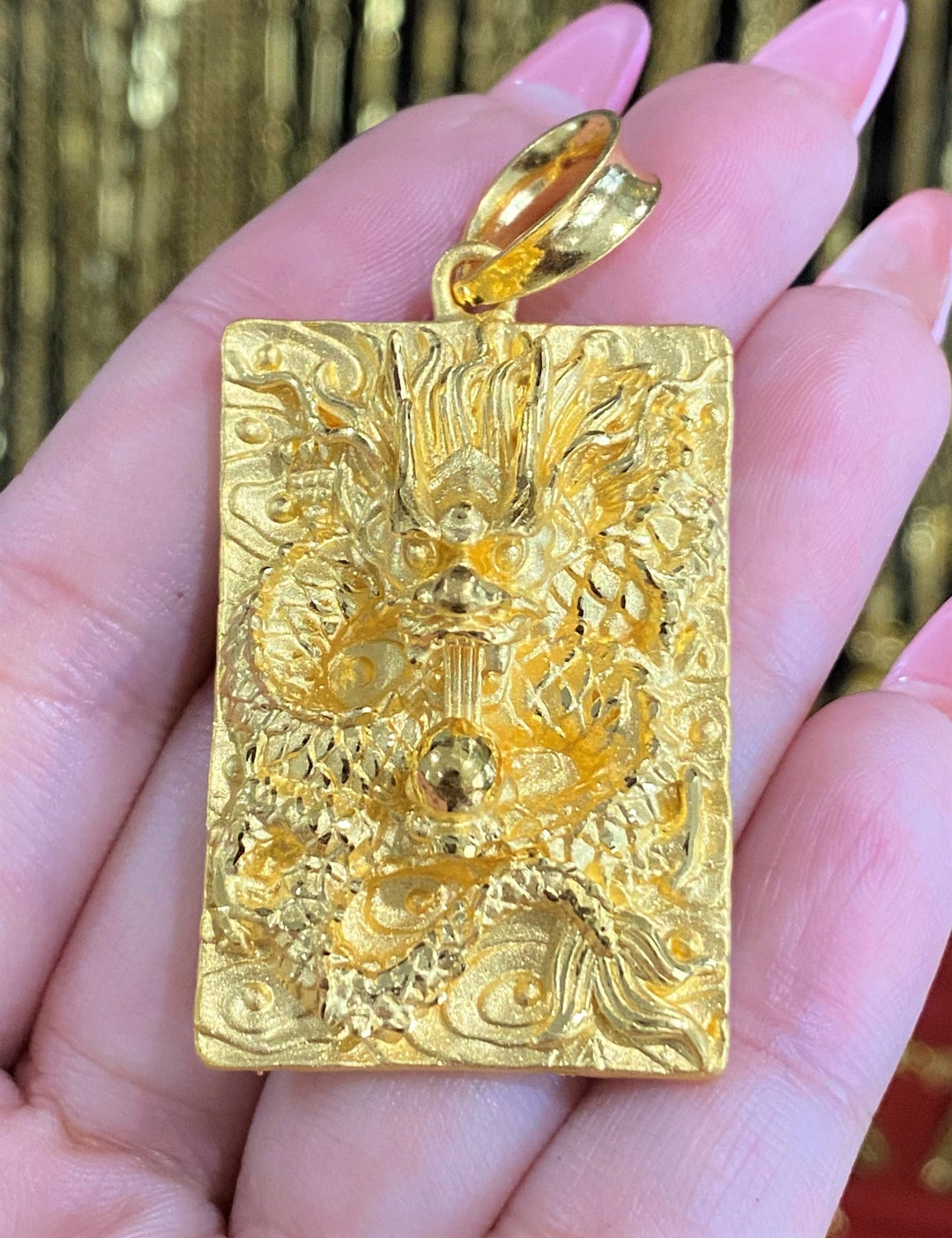 9999 Pure 24k Gold 3D Dragon Vintage Pendant. - Etsy