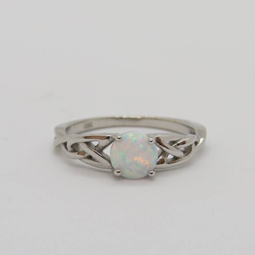 Vintage Sterling Silver Oval White Opal Ring Size 7 - Etsy