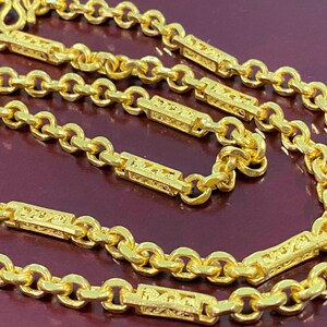 24K 980 Pure Gold Dragon Rolo Link Chain Necklace 24'' - Etsy