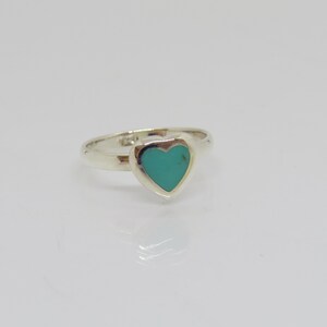 Vintage Sterling Silver Turquoise Heart Ring Size 8 - Etsy
