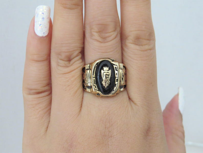 Vintage 10K Solid Yellow Gold Black Onyx 1965 Class Ring - Etsy