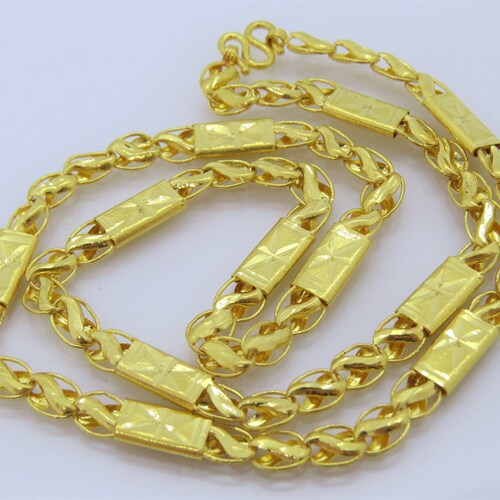 Vintage 24K 980 Solid Gold Cuban Link Chain Necklace - Etsy