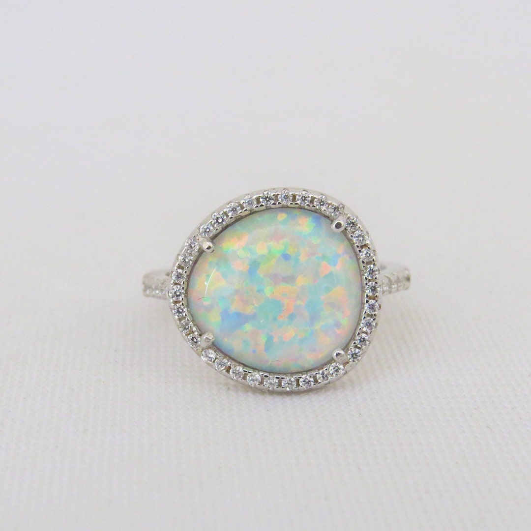Vintage Sterling Silver White Opal & White Topaz Ring Size 7 - Etsy
