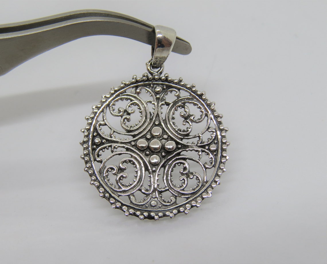 Vintage Bali Sterling Silver Filigree Charm Pendant - Etsy