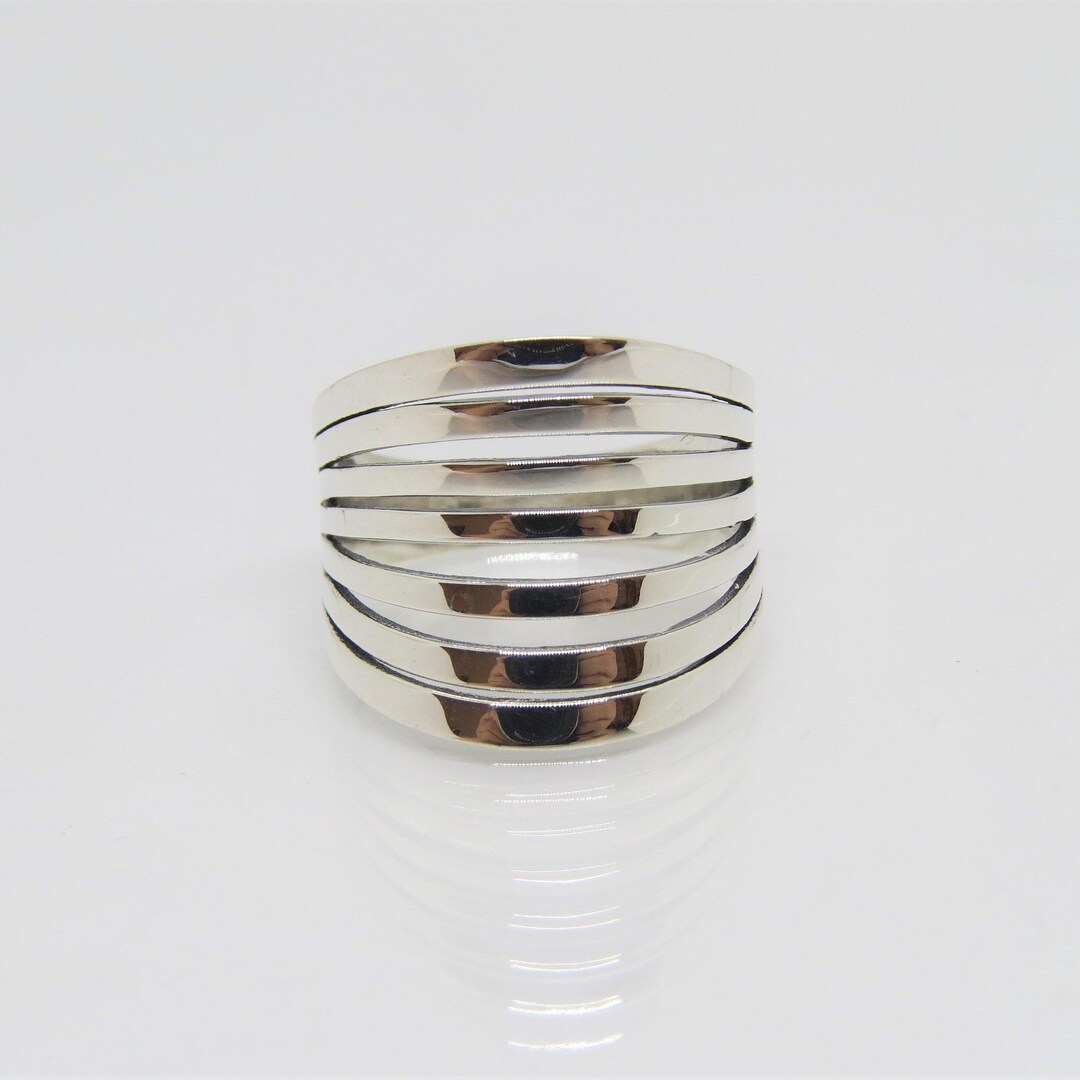 Vintage Sterling Silver Multi Rows Dome Ring Size 10 - Etsy