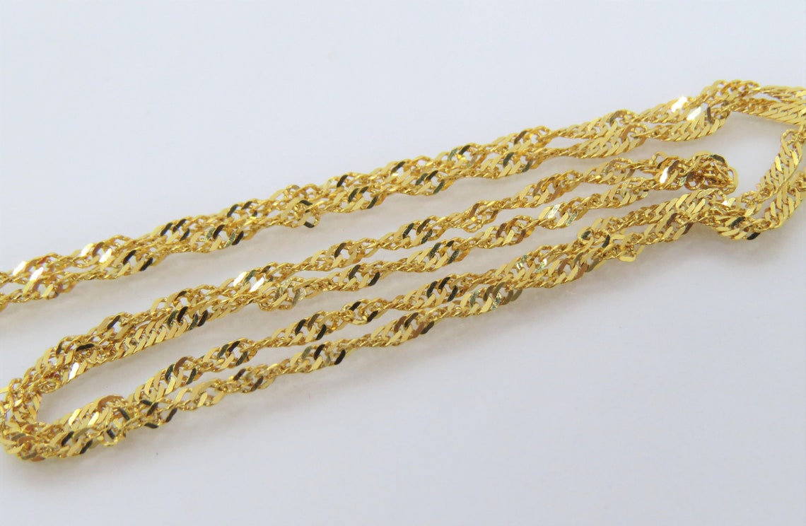 Vintage 18K Solid Yellow Gold Twisted Rope Link Chain Necklace | Etsy