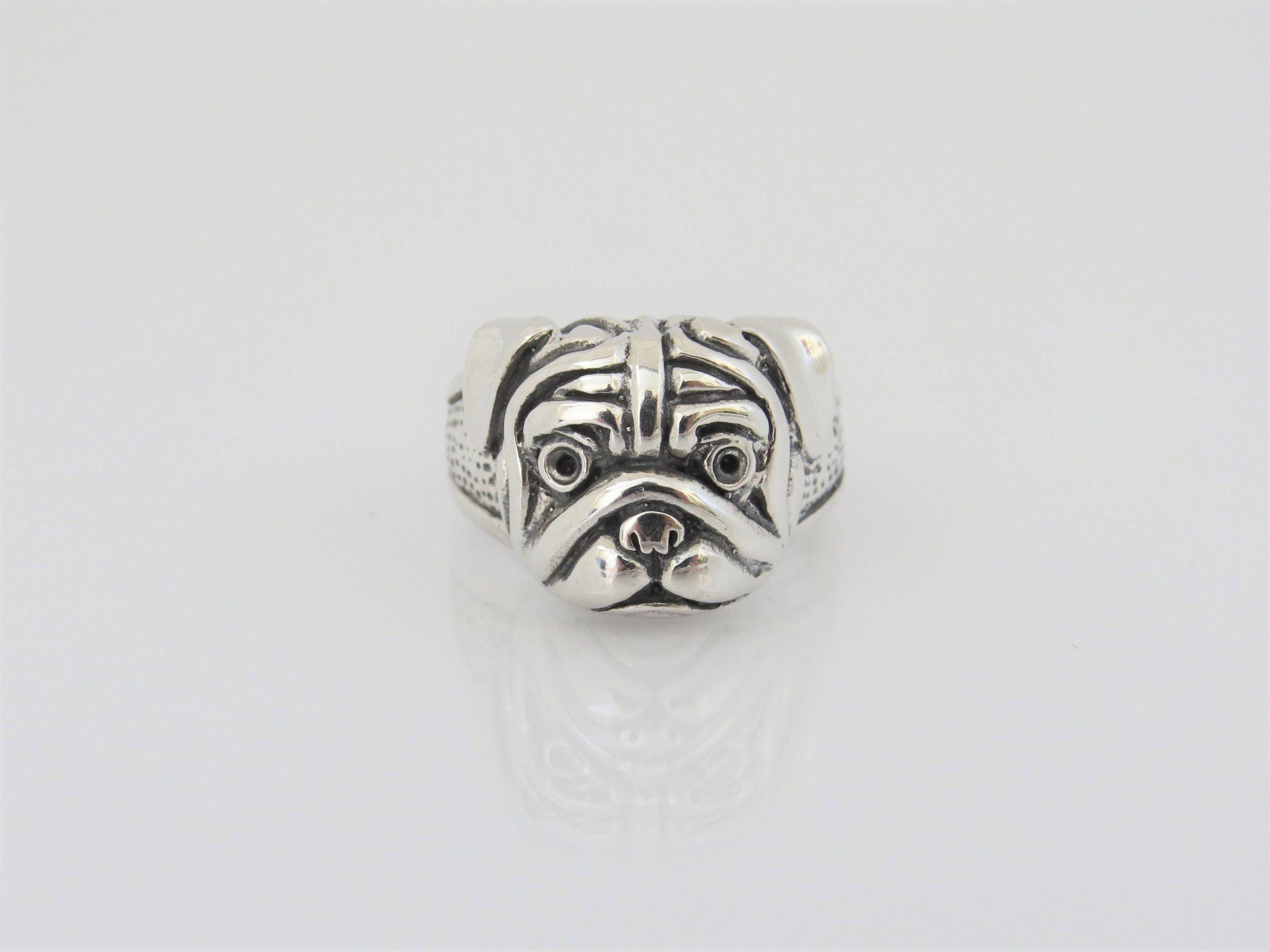 Vintage Sterling Silver Bulldog Band Ring Size 9 - Etsy