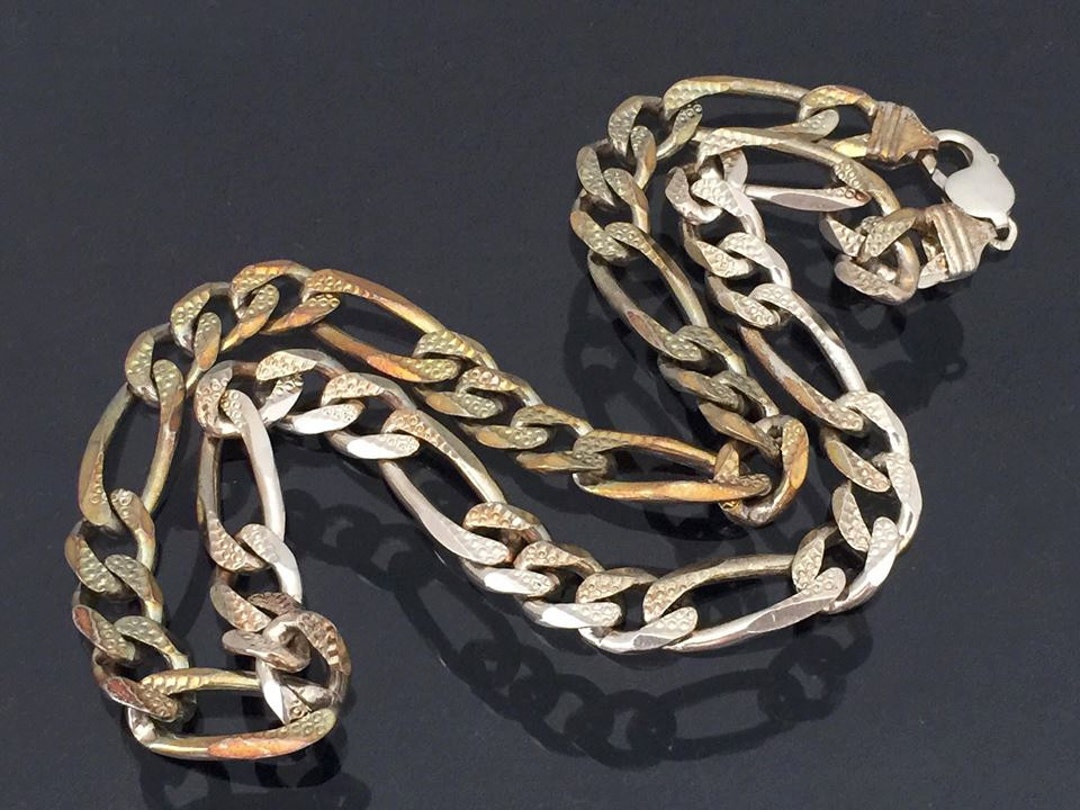 Vintage Italian Sterling Silver FIGARO Link Chain Necklace 22'' Length ...