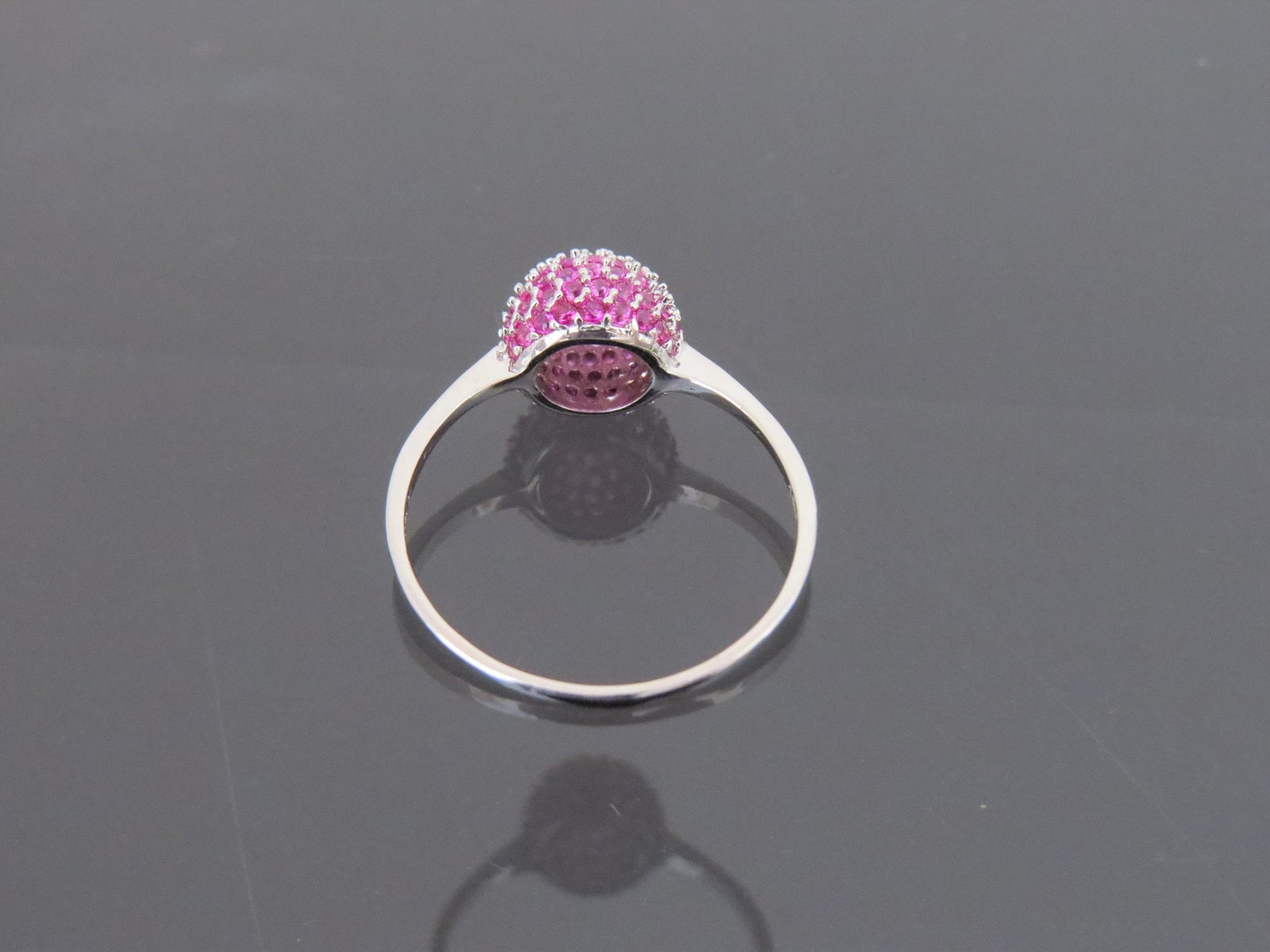 Vintage 18K Solid White Gold Ruby Ball Pave Ring Size 6 | Etsy
