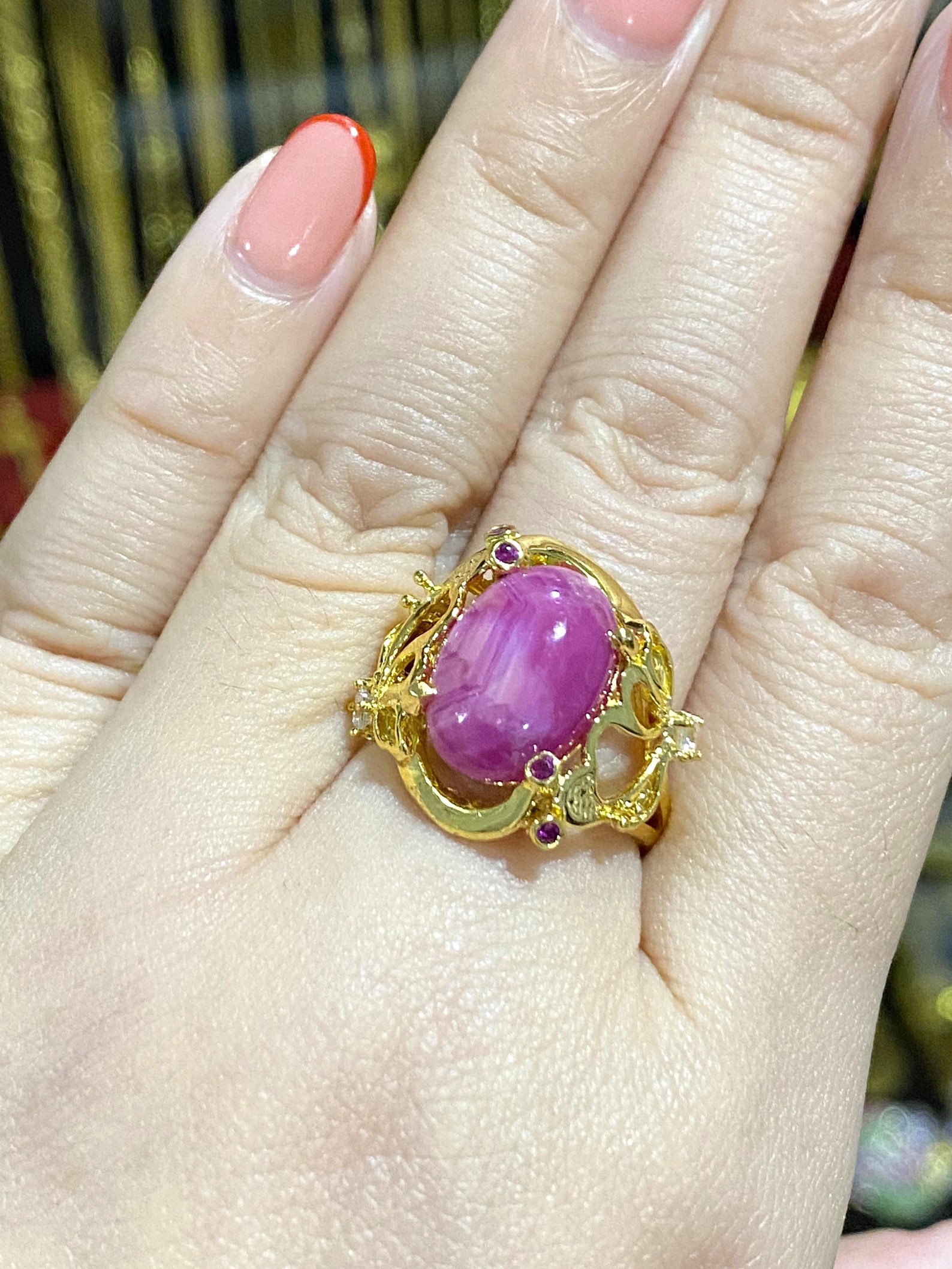 Vintage 15K 610 Solid Yellow Gold Natural Ruby & White Topaz Frog Ring ...