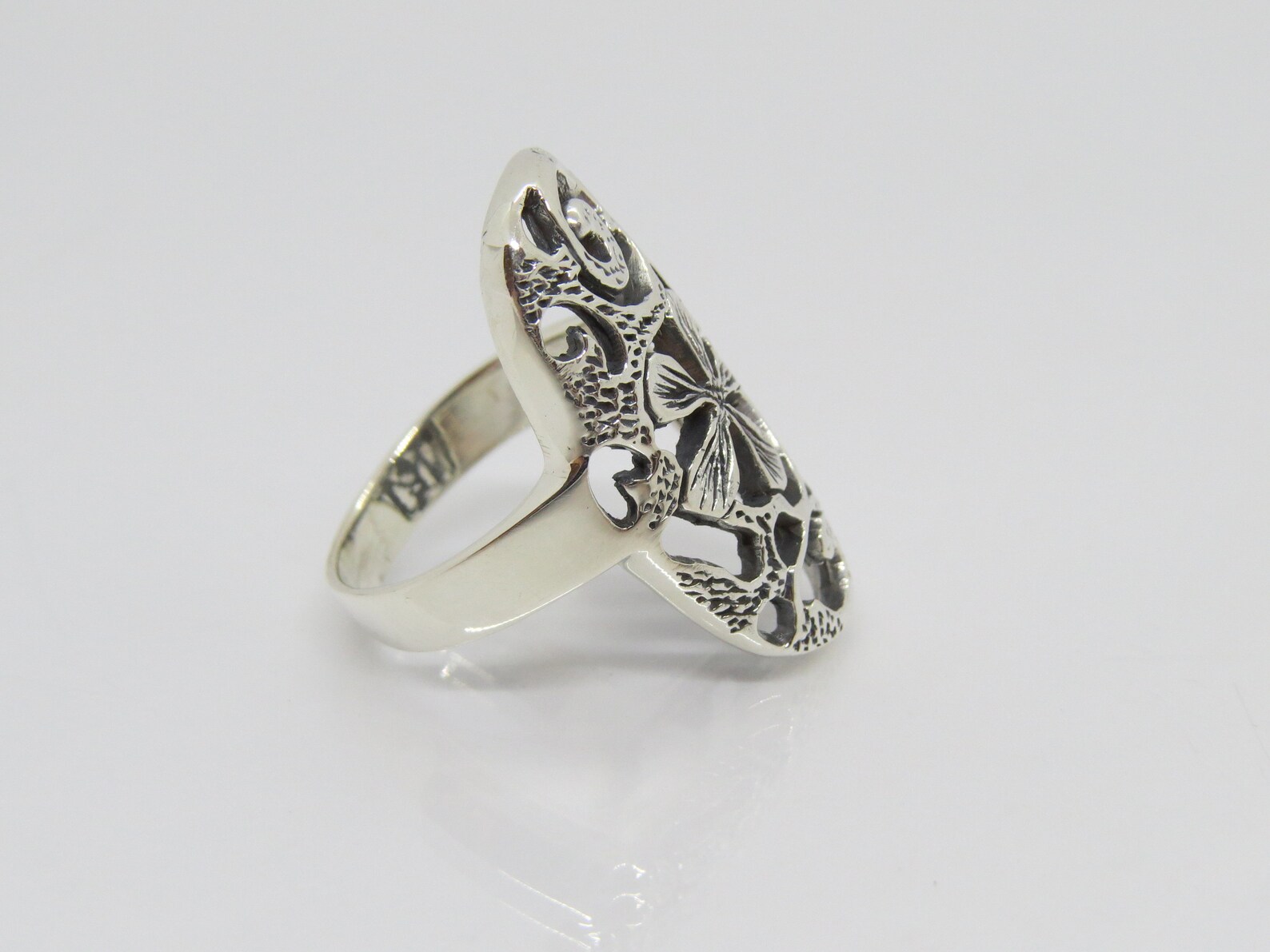 Vintage Sterling Silver Flower Filigree Long Ring Size 10 | Etsy