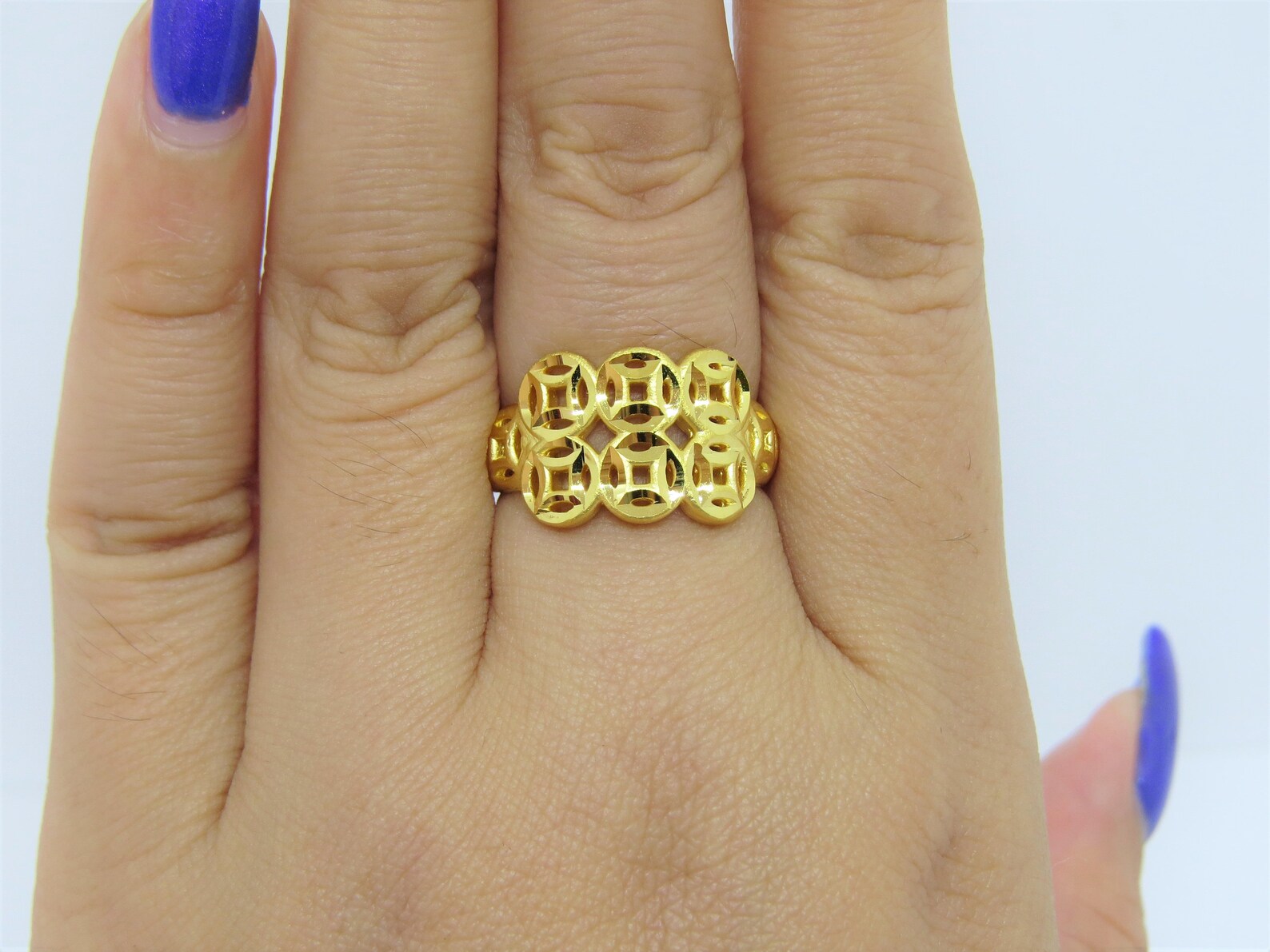 24K 999 Pure Gold Money Coin Luck Vintage Ring Size 7 - Etsy