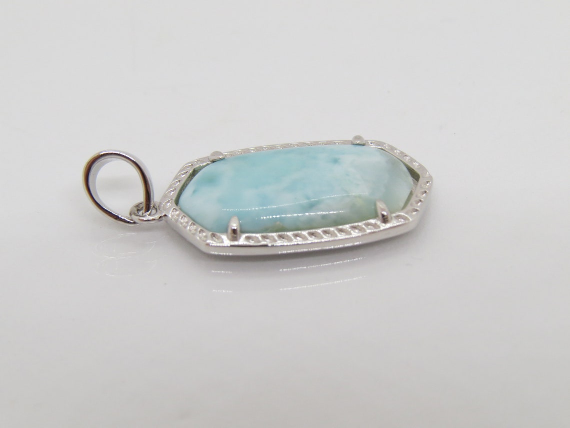 Vintage Sterling Silver Natural Larimar Coffing Pendant - Etsy