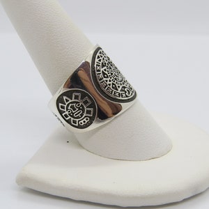 Vintage Sterling Silver Aztec Calendar Band Ring Size 9.5 - Etsy