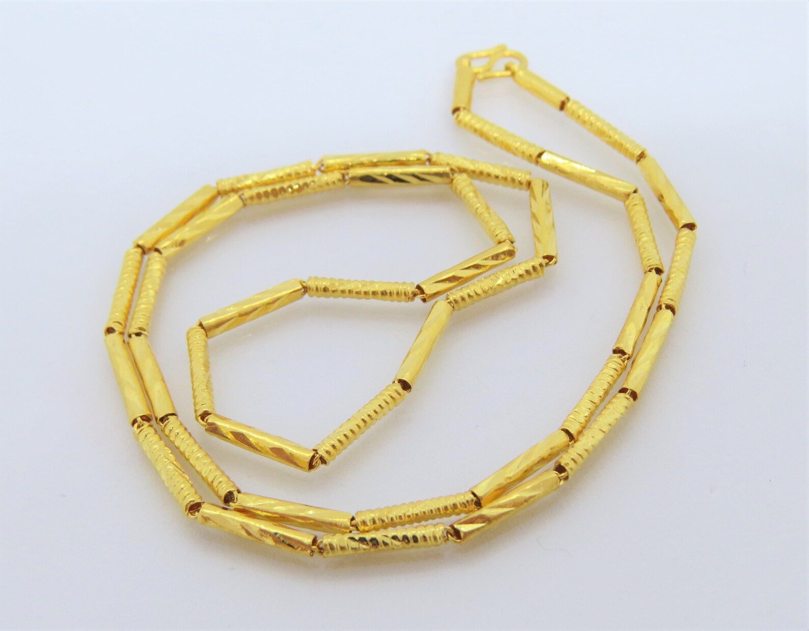 Vintage 24K 980 Pure Gold Bamboo Link Chain Necklace - Etsy