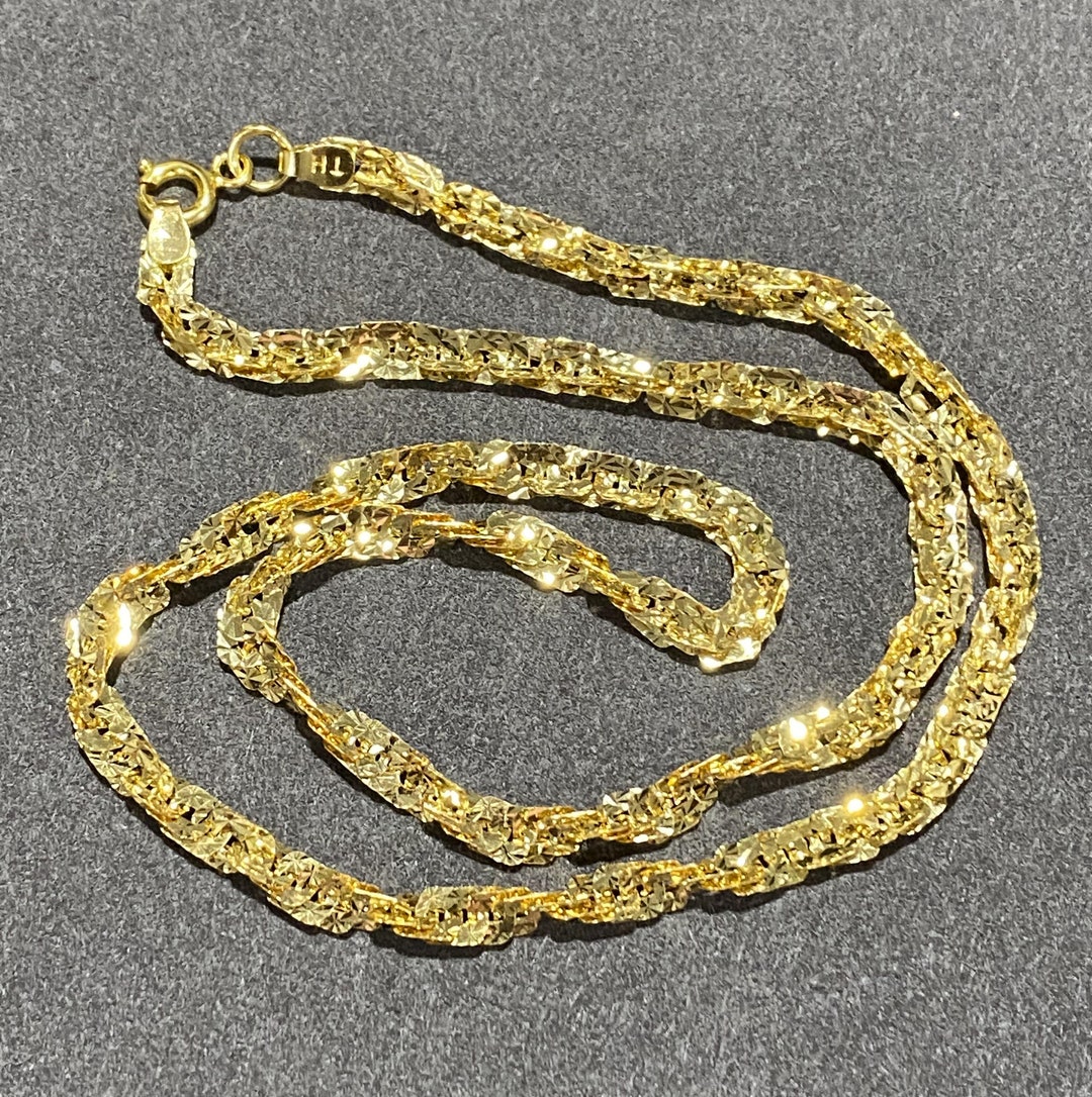 Vintage 15K 610 Solid Gold Twisted Link Chain Necklace 17'' - Etsy