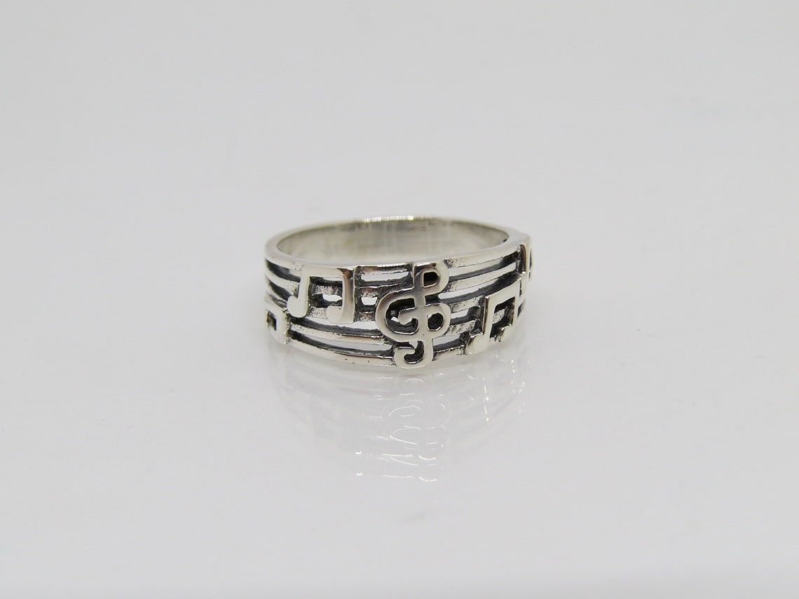 Vintage Sterling Silver Music Notes Band Ring Size 7 | Etsy