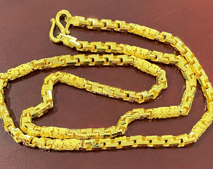 Vintage 24K 980 Pure Gold Square Link Chain Necklace 22'' - Etsy