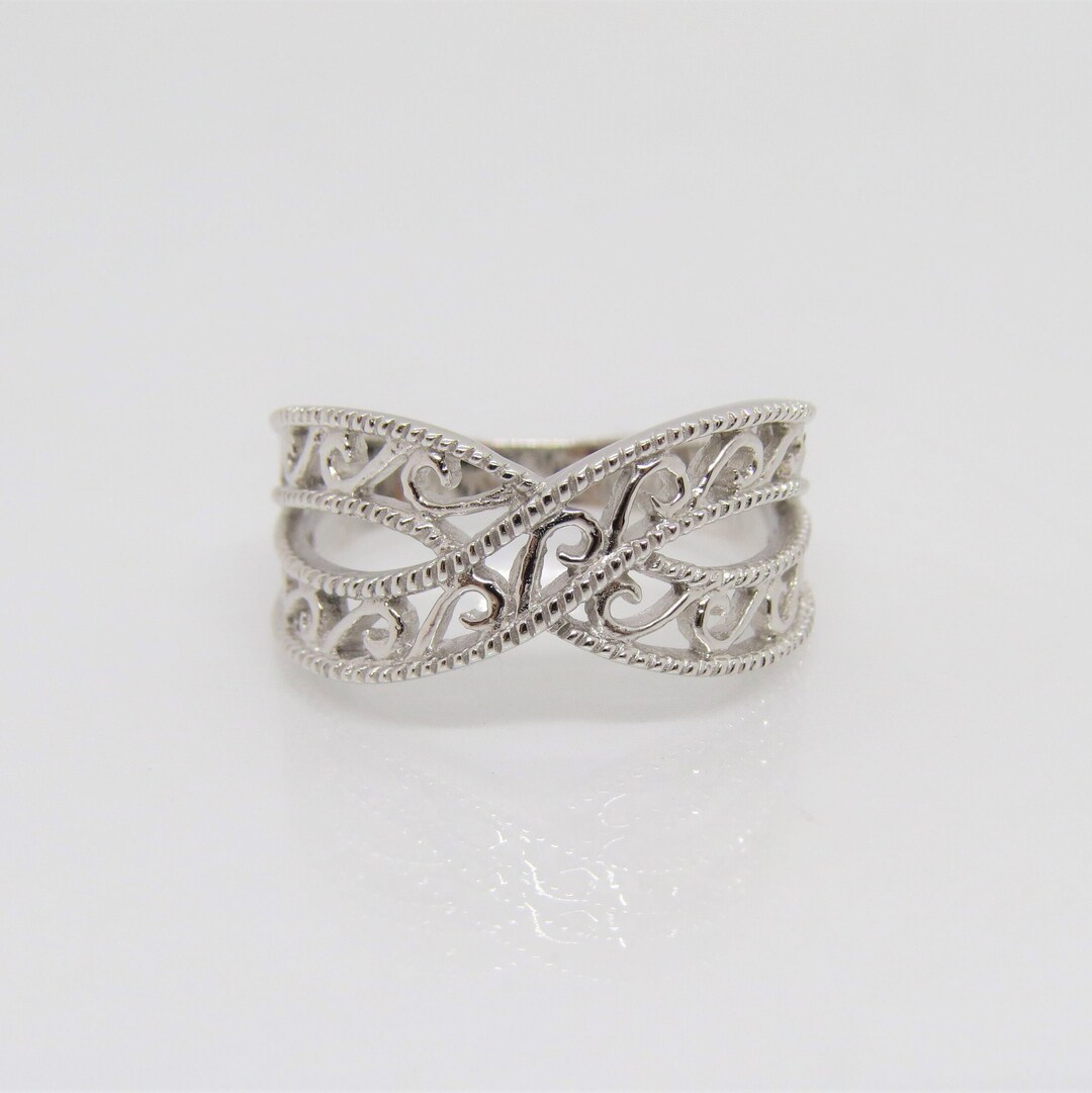 Vintage Sterling Silver Filigree Ring Size 8 - Etsy