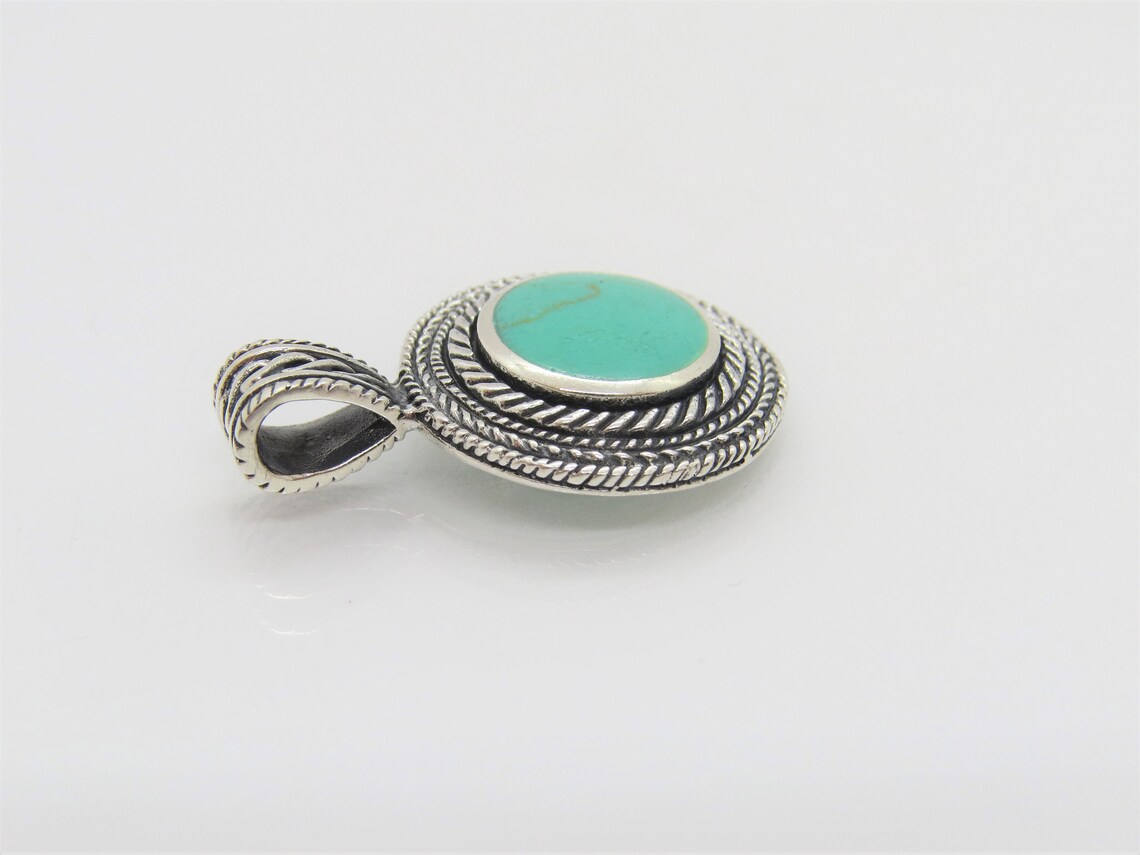 Vintage Bali Sterling Silver Turquoise Charm Pendant | Etsy