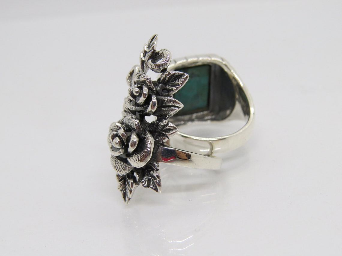 Vintage Sterling Silver Roses Flower Long Ring Size 7 - Etsy
