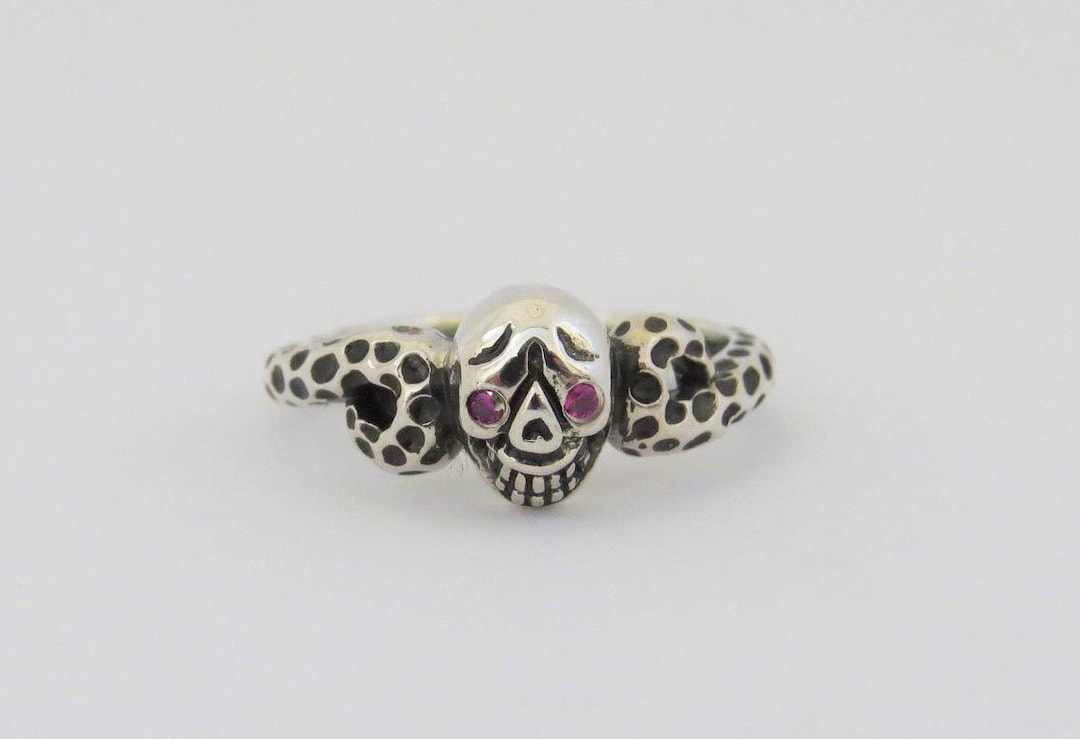 Vintage Sterling Silver Red Ruby Skull Ring Size 8 - Etsy