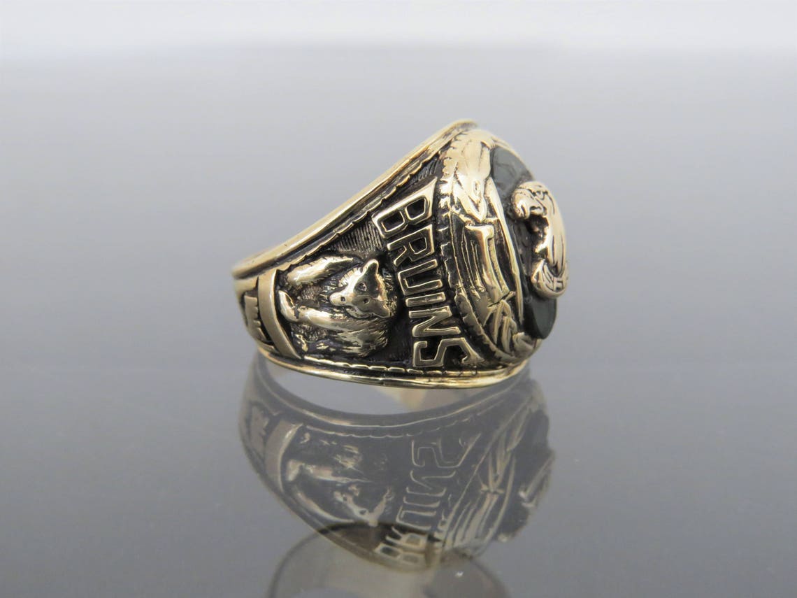 Vintage 10K Solid Yellow Gold Dark Black Onyx 1965 Class Ring | Etsy