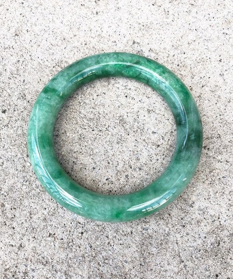 Vintage Translucent Green Black Jadeite Jade Bangle Bracelet | Etsy