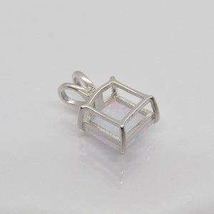 Vintage Sterling Silver Square Cut White Opal Charm Pendant - Etsy