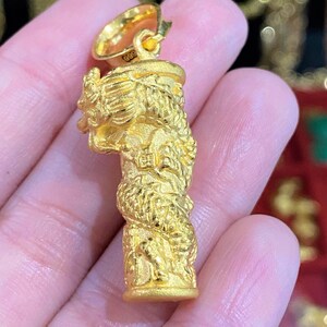 999 Pure 24k Gold 3D Dragon Vintage Pendant. - Etsy
